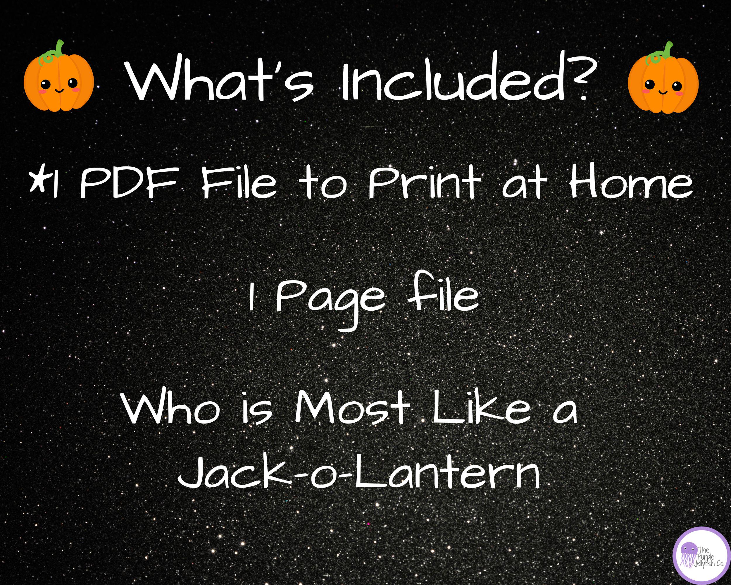 Who is Most Like a Jack-o-lantern, Printable Halloween Party Game for ...