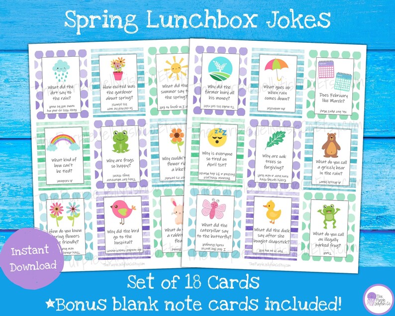 Spring Lunchbox Jokes, Printable Lunchbox Notes, Easter Lunch Box Jokes ...