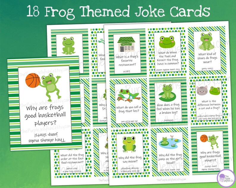 Frog Lunchbox Jokes, Printable Lunch Box Jokes, Frog Theme Lunch Box ...