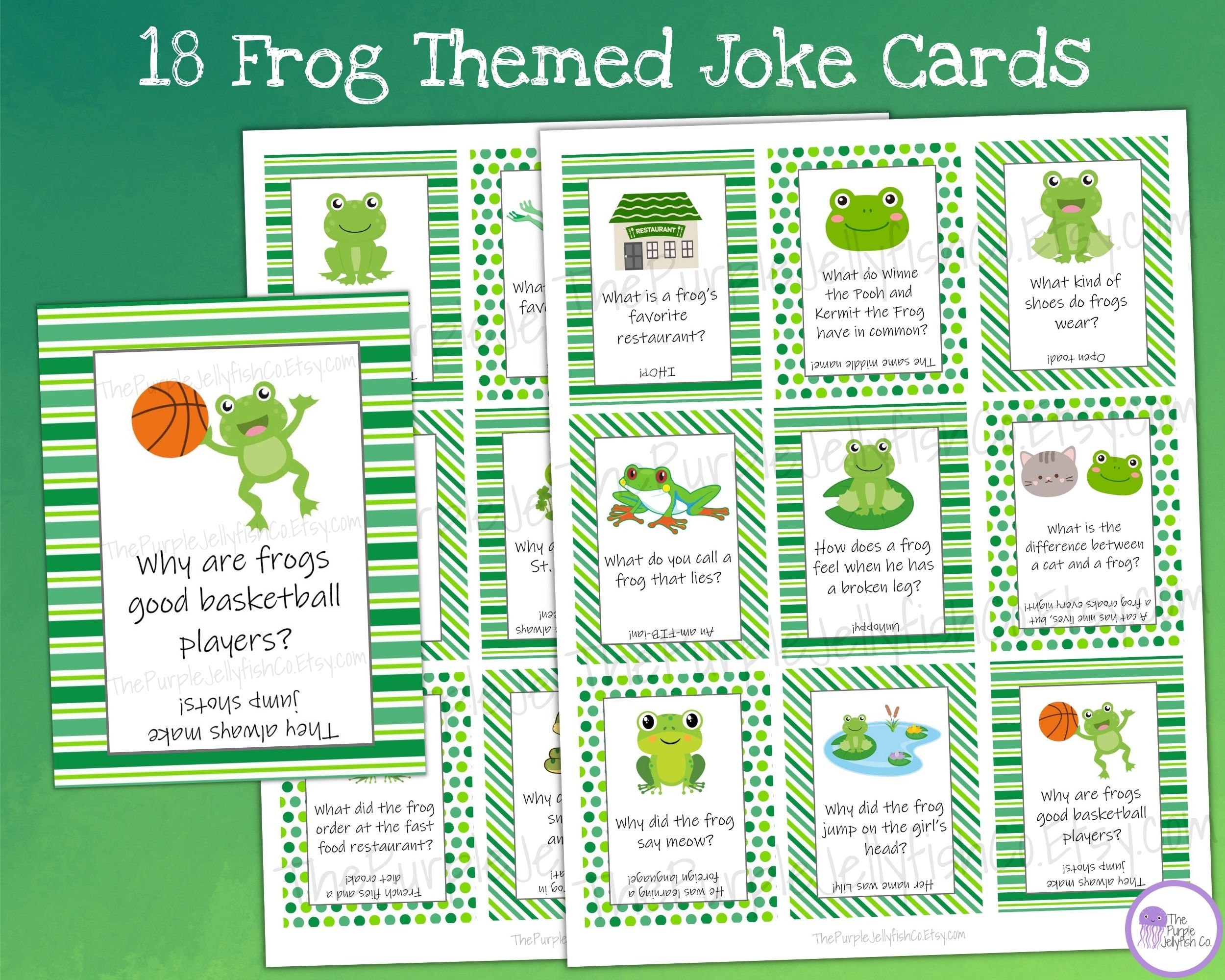 Frog Lunchbox Jokes, Printable Lunch Box Jokes, Frog Theme Lunch Box ...