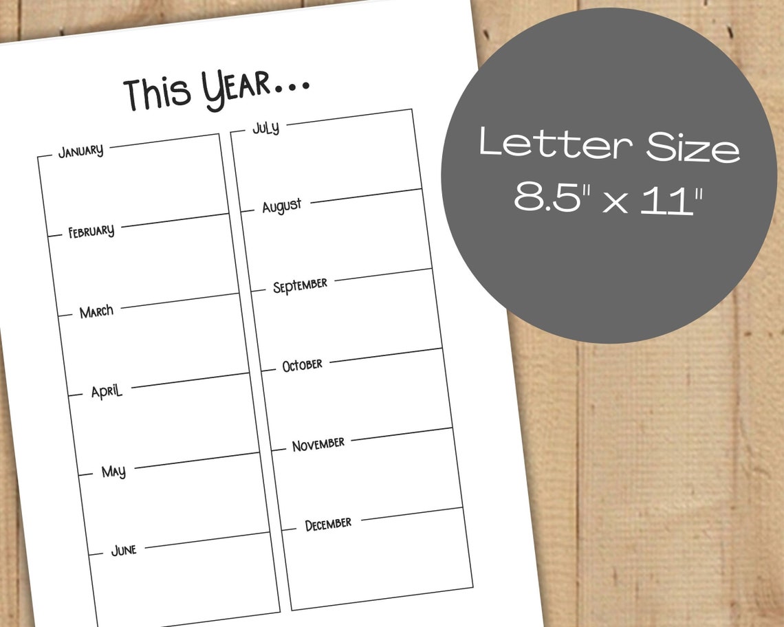 Printable Yearly Planner, Yearly Overview Calendar, Year Plan PDF, Year ...