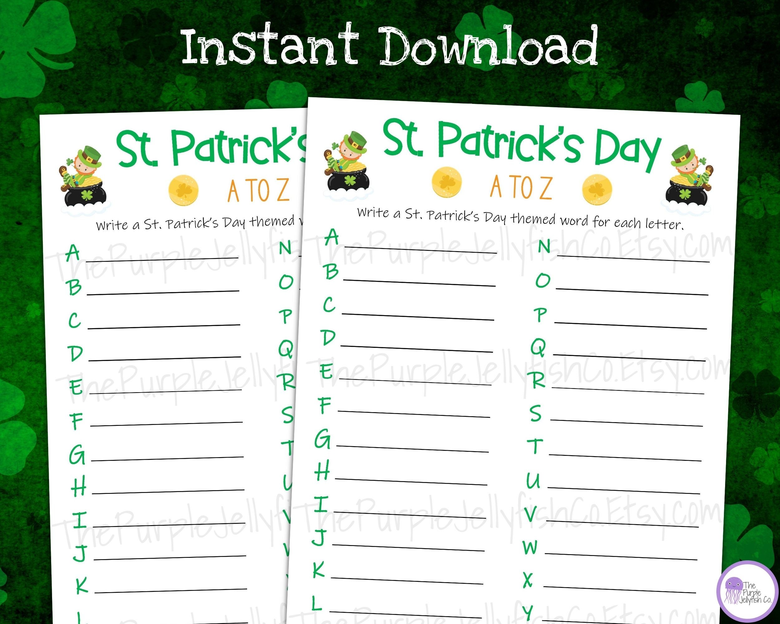A to Z Game St Patricks Day, Printable St Patricks Day Game for Kids ...