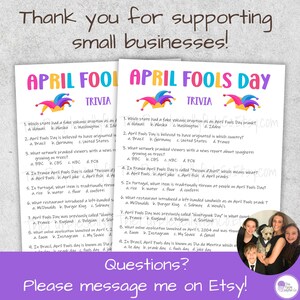 April Fool's Day Trivia Game Printable, April Fools Party Idea, April ...