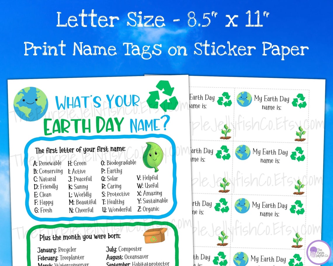Earth Day Name Game, Spring Activity for Kids, Earth Day Printable ...