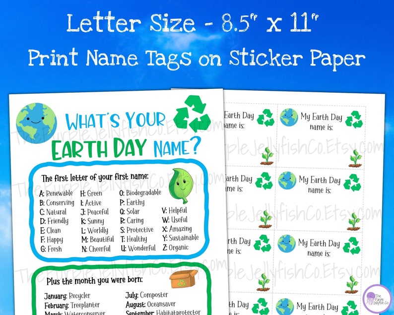 Earth Day Name Game, Spring Activity for Kids, Earth Day Printable ...