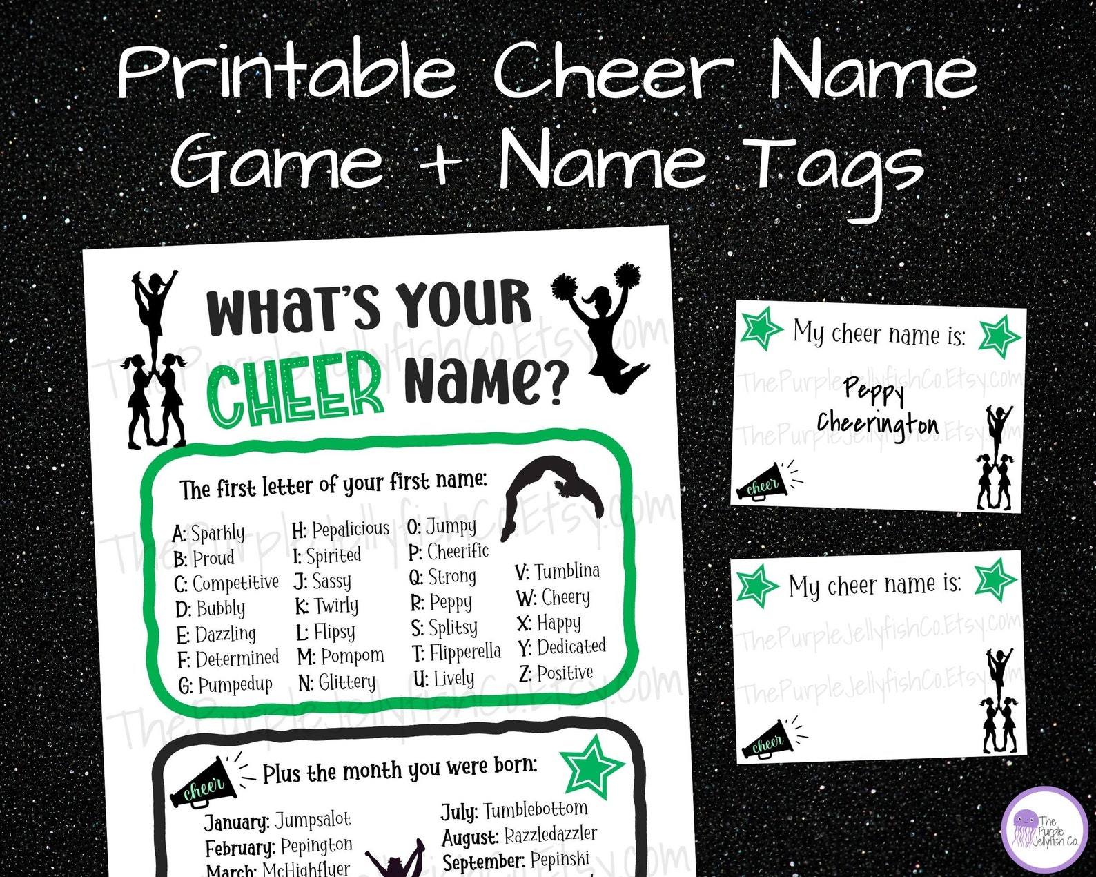 Cheer Name Sign and Name Tags, Cheer Party Game Printable, What's Your ...