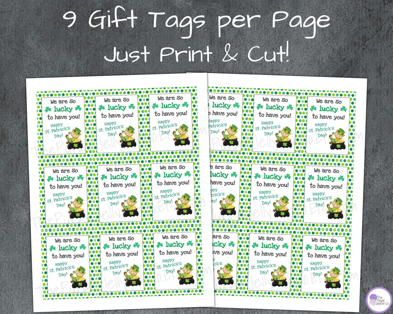 St. Patrick's Day Gift Tags Printable, St. Pattys Day Treat Tag, Thank ...