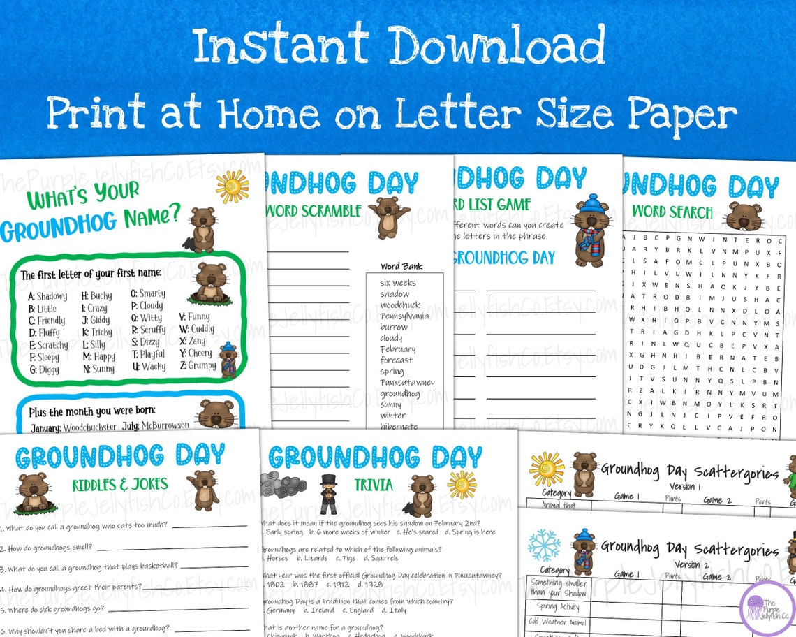 Groundhog Day Game Bundle, Groundhog Activities for Kids Printable ...