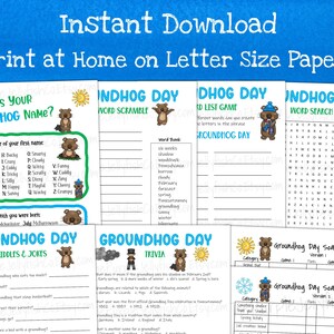 Groundhog Day Game Bundle, Groundhog Activities for Kids Printable ...