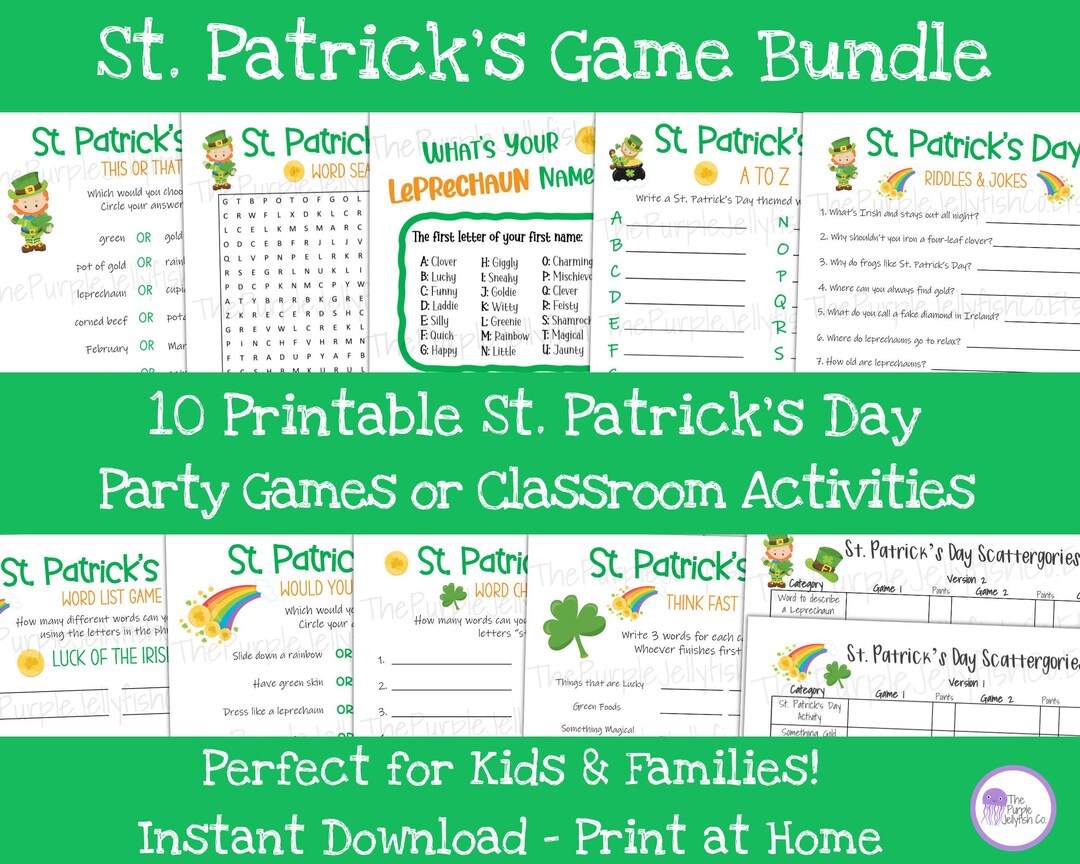 St. Patrick's Day Games Bundle, Printable St Patricks Activities for ...