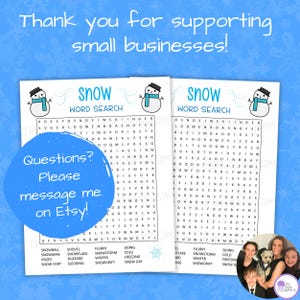 Winter Word Search Puzzle, Snow Games Winter Worksheet, Snow Day ...