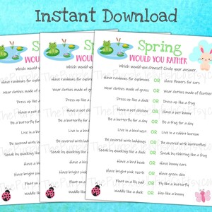 Spring Would You Rather Game, Printable Spring Activity for Kids ...