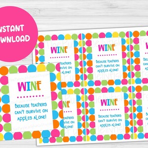 Printable Teacher Wine Gift Tags, Funny Teacher Appreciation Gift ...