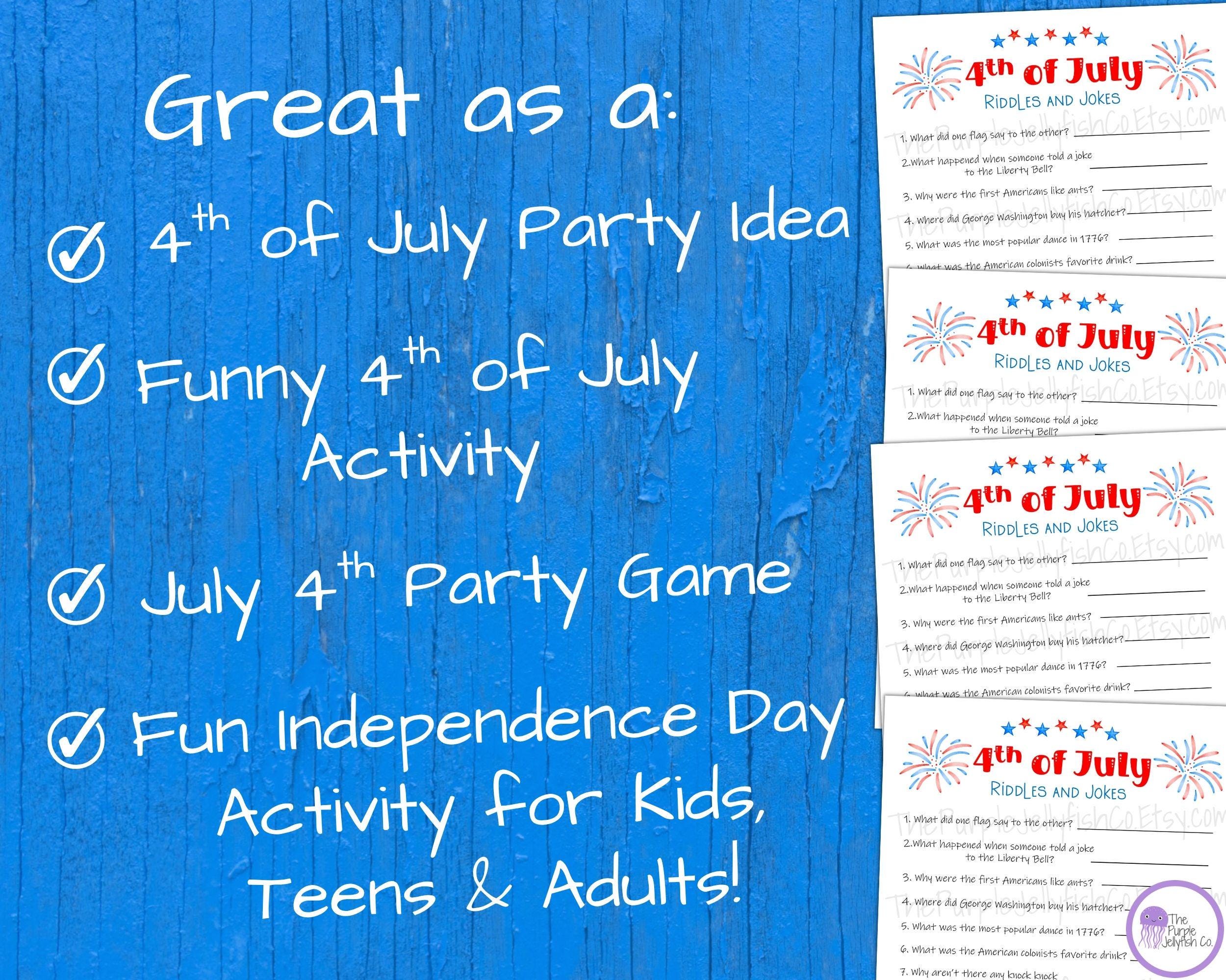 4th of July Activity for Kids 4th of July Jokes & Riddles, July 4th ...