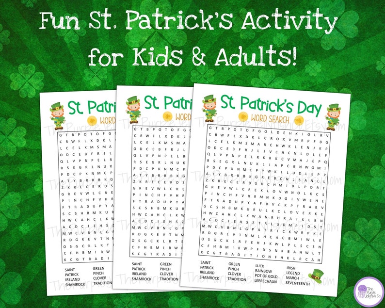 St Patricks Day Word Search Printable, St Patricks Activity, Word ...