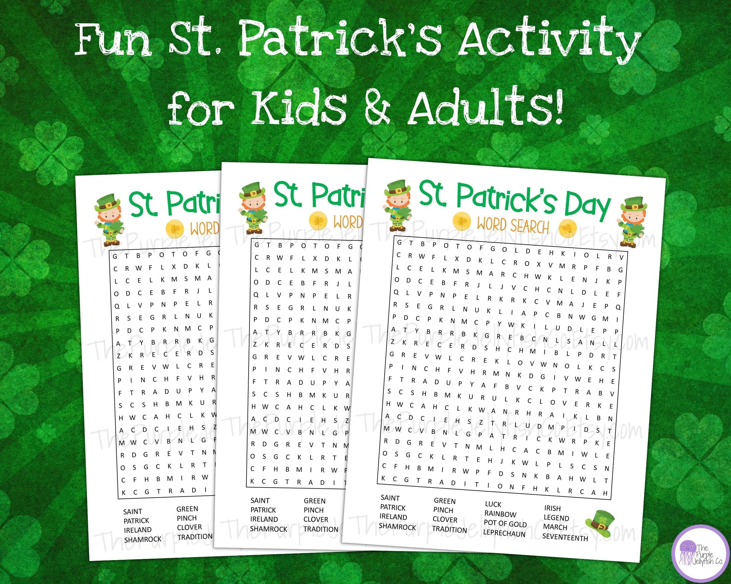 St Patricks Day Word Search Printable St Patricks Activity - Etsy