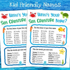 Under the Sea Name Game, Ocean Theme Party Decor, Under the Sea Party ...