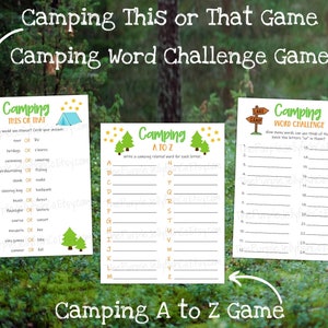 Camping Games Bundle, Fun Camping Games Printable, Camping Activities ...