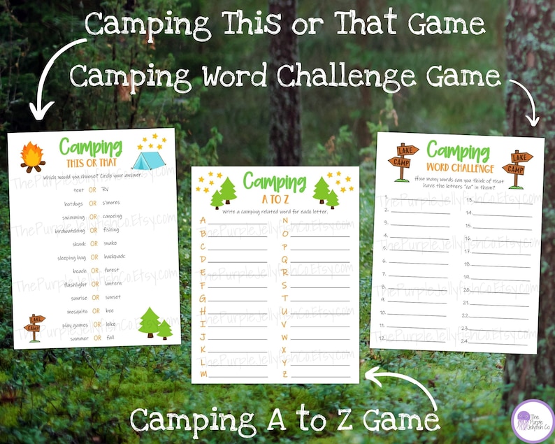 Camping Games Bundle, Fun Camping Games Printable, Camping Activities ...