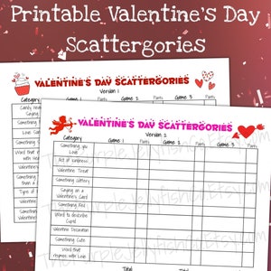 Valentines Scattergories Game, Printable Valentine's Day Game for Kids ...