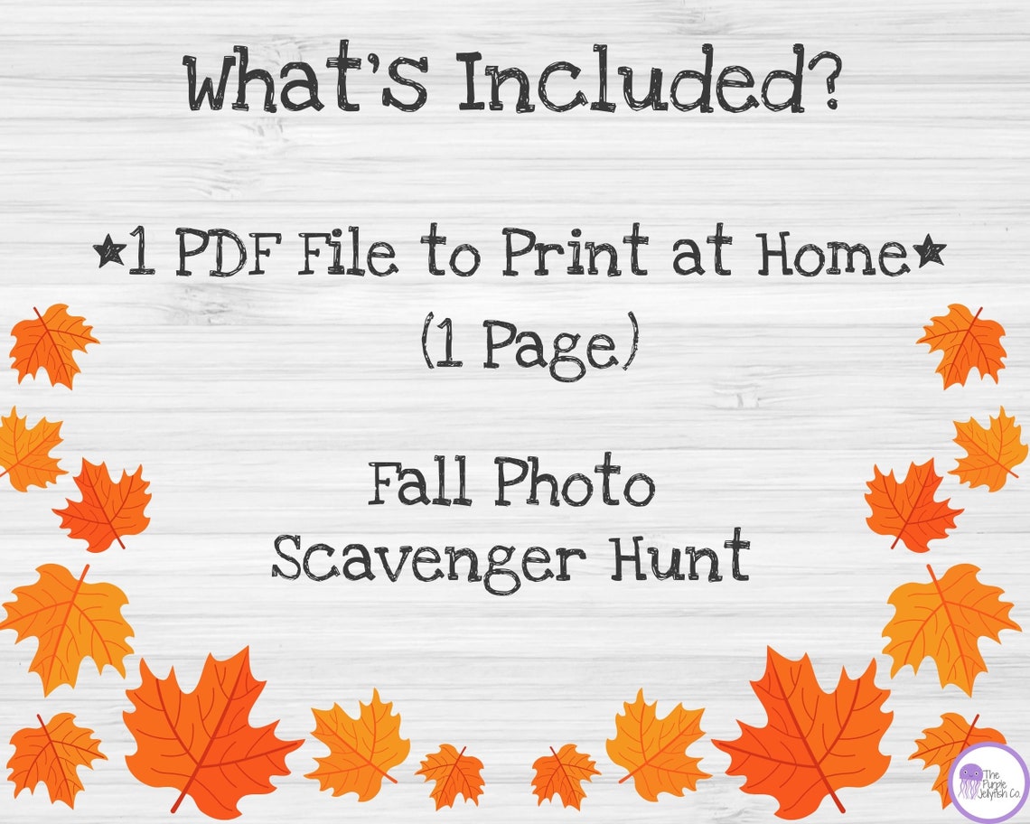 Fall Photo Scavenger Hunt for Teens, Printable Fall Game for Kids ...