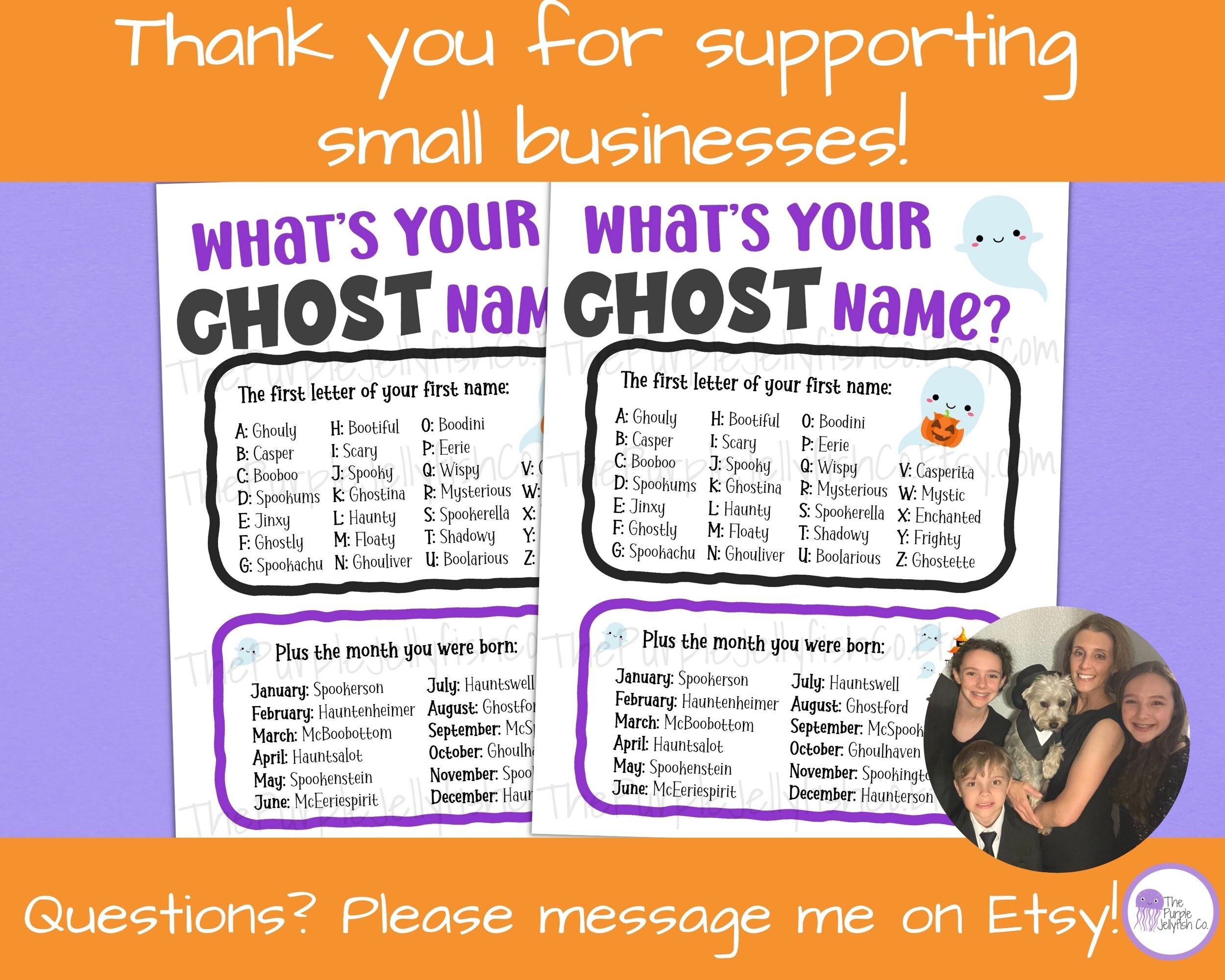 What's Your Ghost Name Game Printable Halloween Name Sign - Etsy
