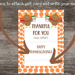 Thankful for You Thanksgiving Coffee Gift Card Holder Printable ...