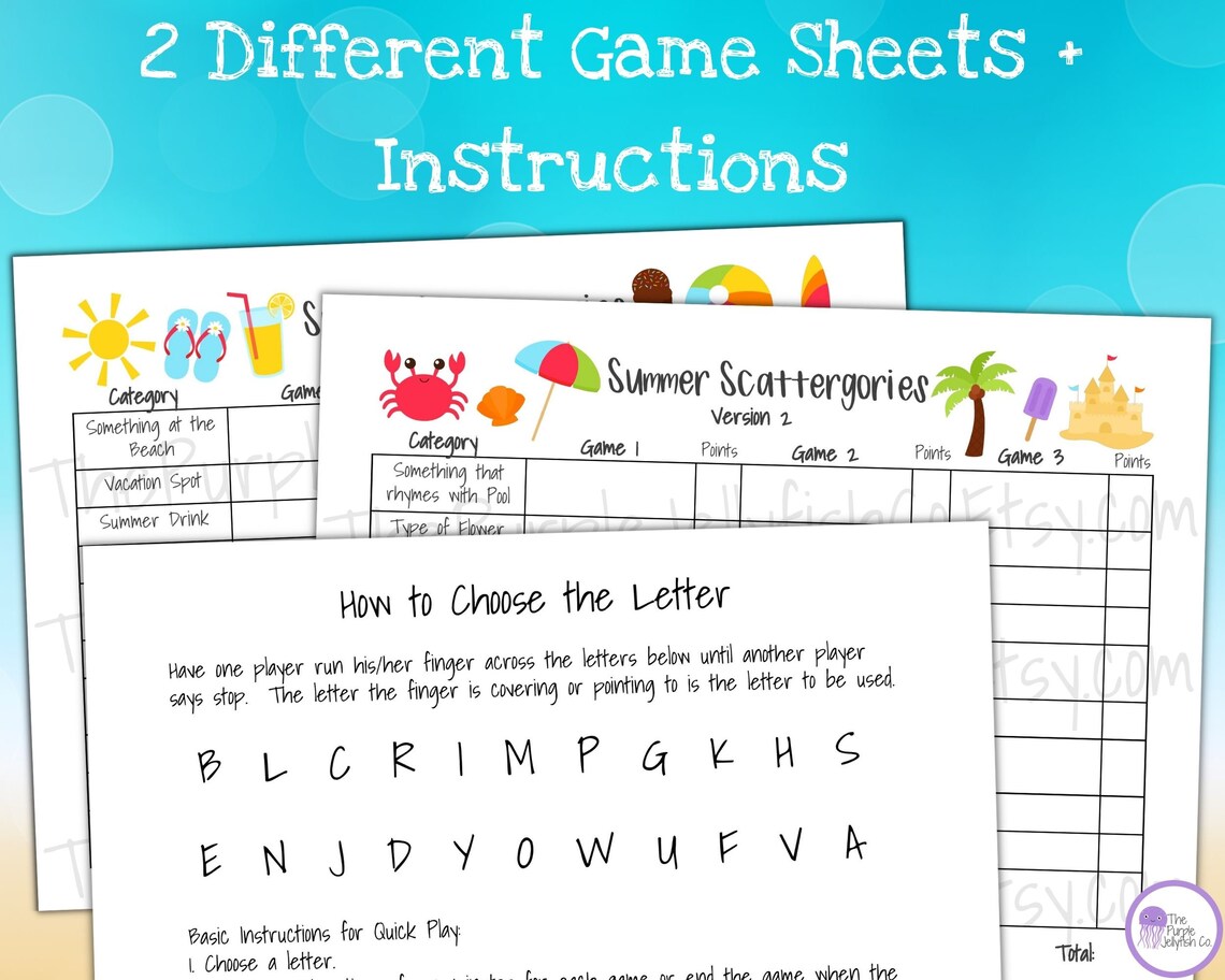 Summer Scattergories, Summer Game Printable, End of Year Activity ...
