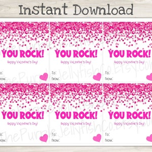 You Rock Valentine Tag Classroom Valentines Printable Pop - Etsy