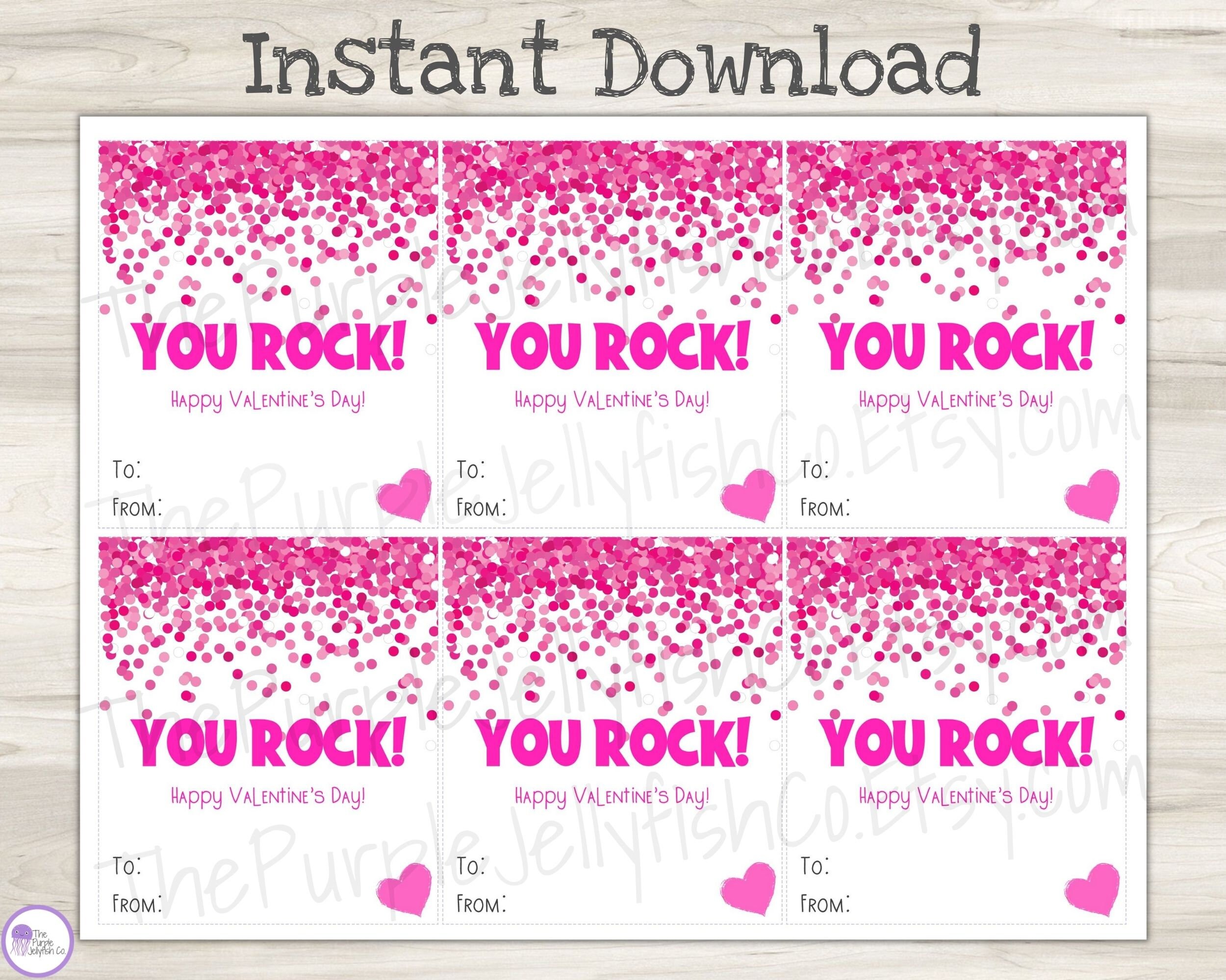You Rock Valentine Tag Classroom Valentines Printable Pop - Etsy