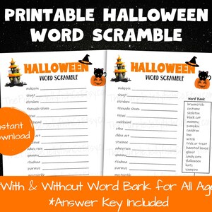 Halloween Word Scramble Game, Printable Halloween Activity, Halloween ...