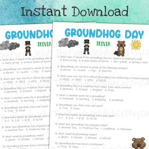 Groundhog Day Trivia Game, Printable Groundhog Day Game for Kids ...