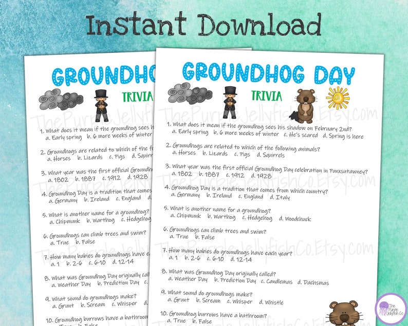 Groundhog Day Trivia Game, Printable Groundhog Day Game for Kids ...