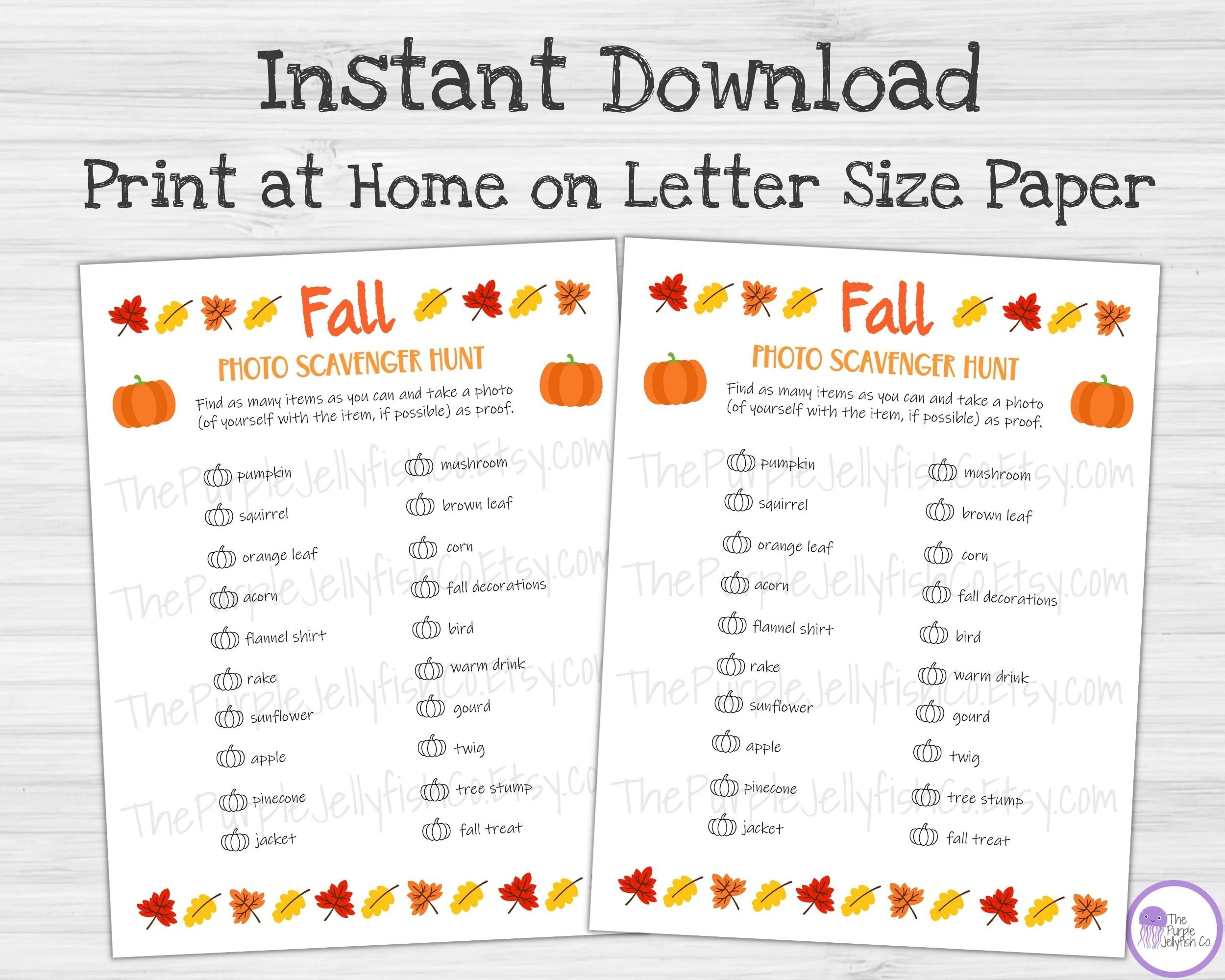 Fall Photo Scavenger Hunt for Teens, Printable Fall Game for Kids ...
