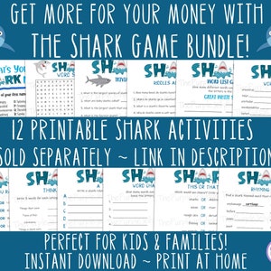Shark Would You Rather Game, Printable Shark Birthday Party Idea, Shark ...
