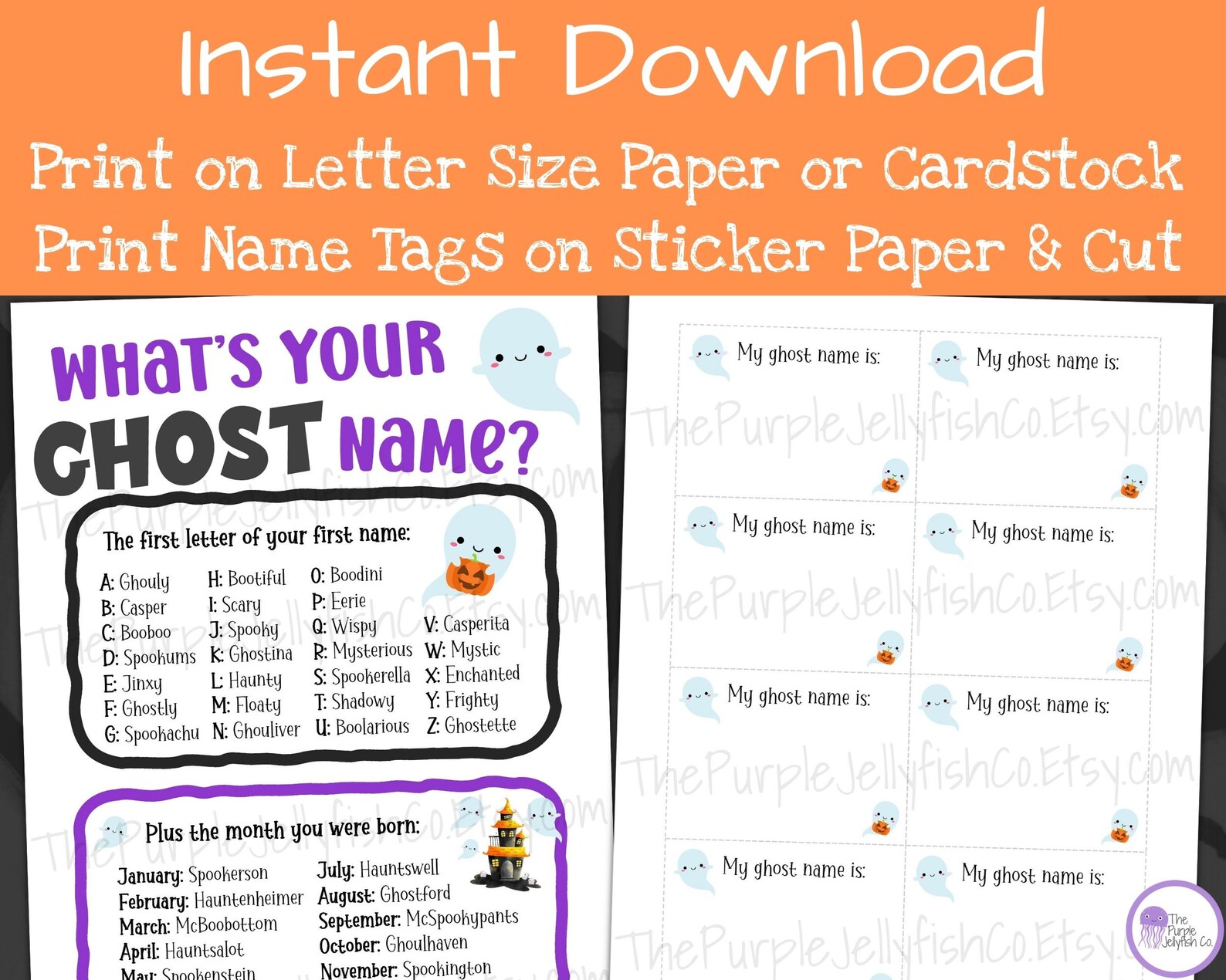 What's Your Ghost Name Game Printable Halloween Activity for Kids, Cute ...