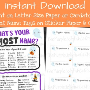 What's Your Ghost Name Game Printable Halloween Activity for Kids, Cute ...