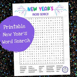 New Years Word Search Printable, New Years Activity for Kids, Word ...
