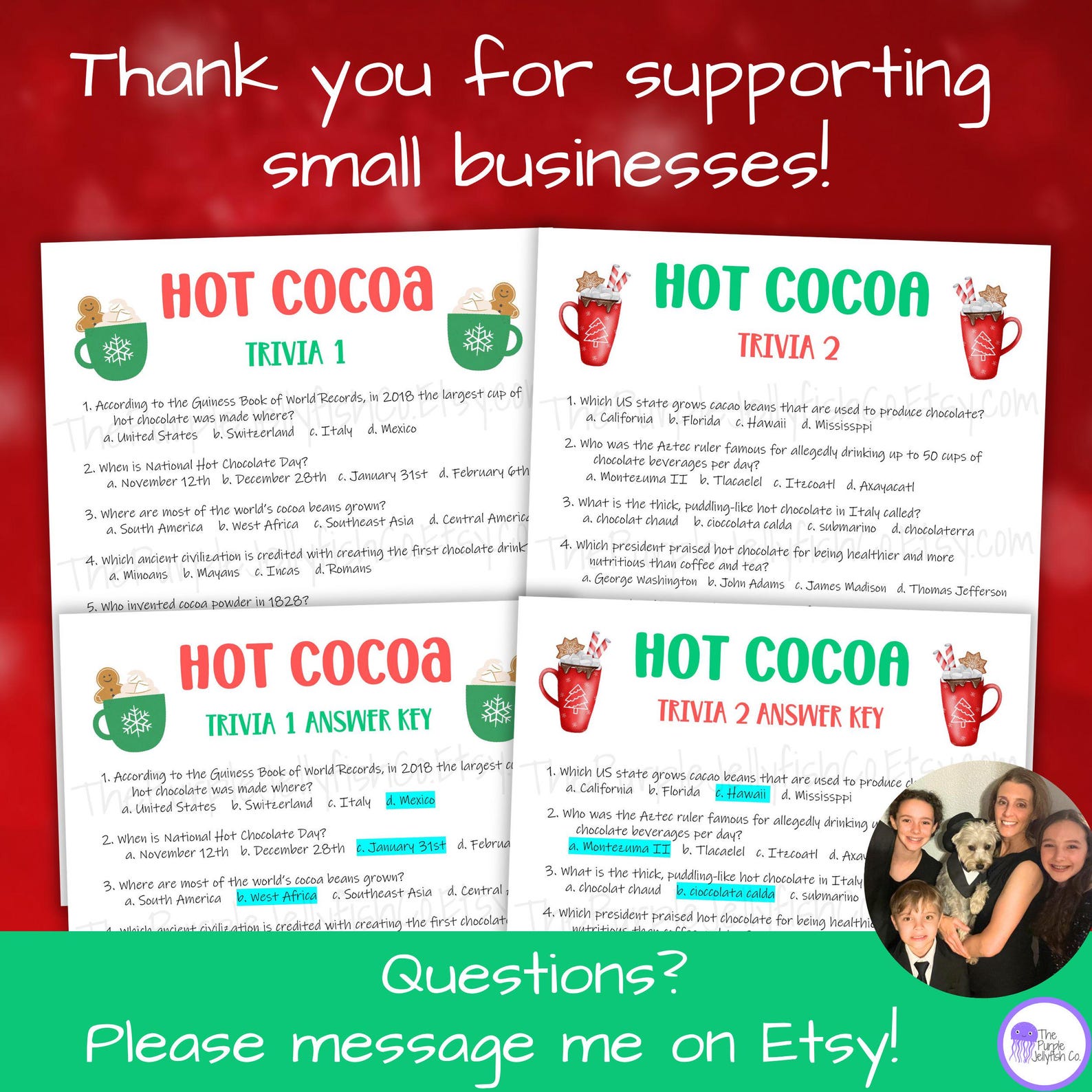 Hot Cocoa Christmas Trivia Game, Winter Party Games, Hot Chocolate Bar ...