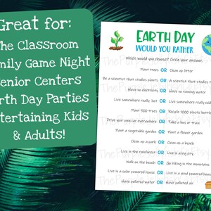 Earth Day Would You Rather Game, This or That Game for Kids, Printable ...