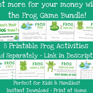 Frog Think Fast Game, Printable Frog Game, Frog Activity for Kids ...