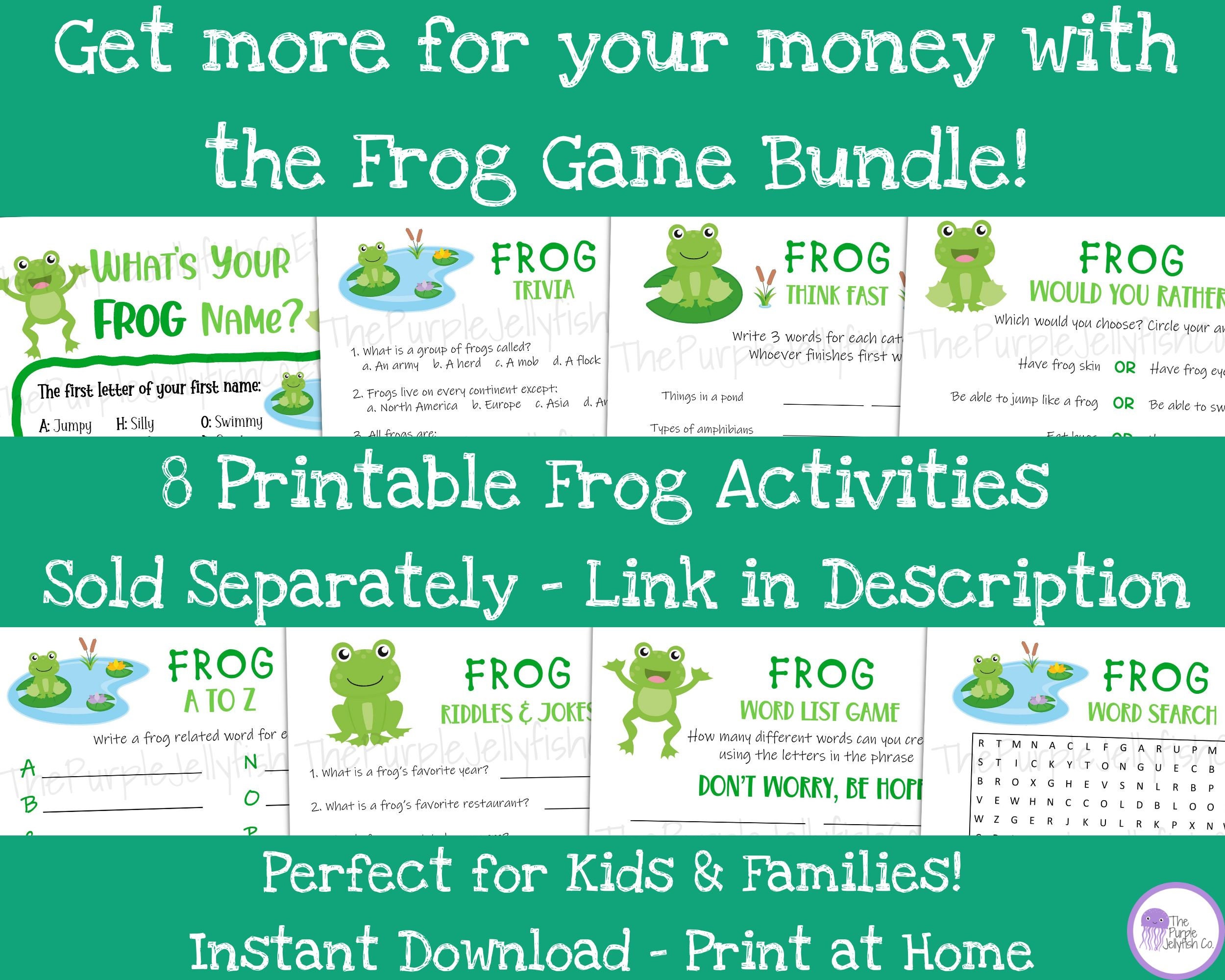 Frog Think Fast Game, Printable Frog Game, Frog Activity for Kids ...