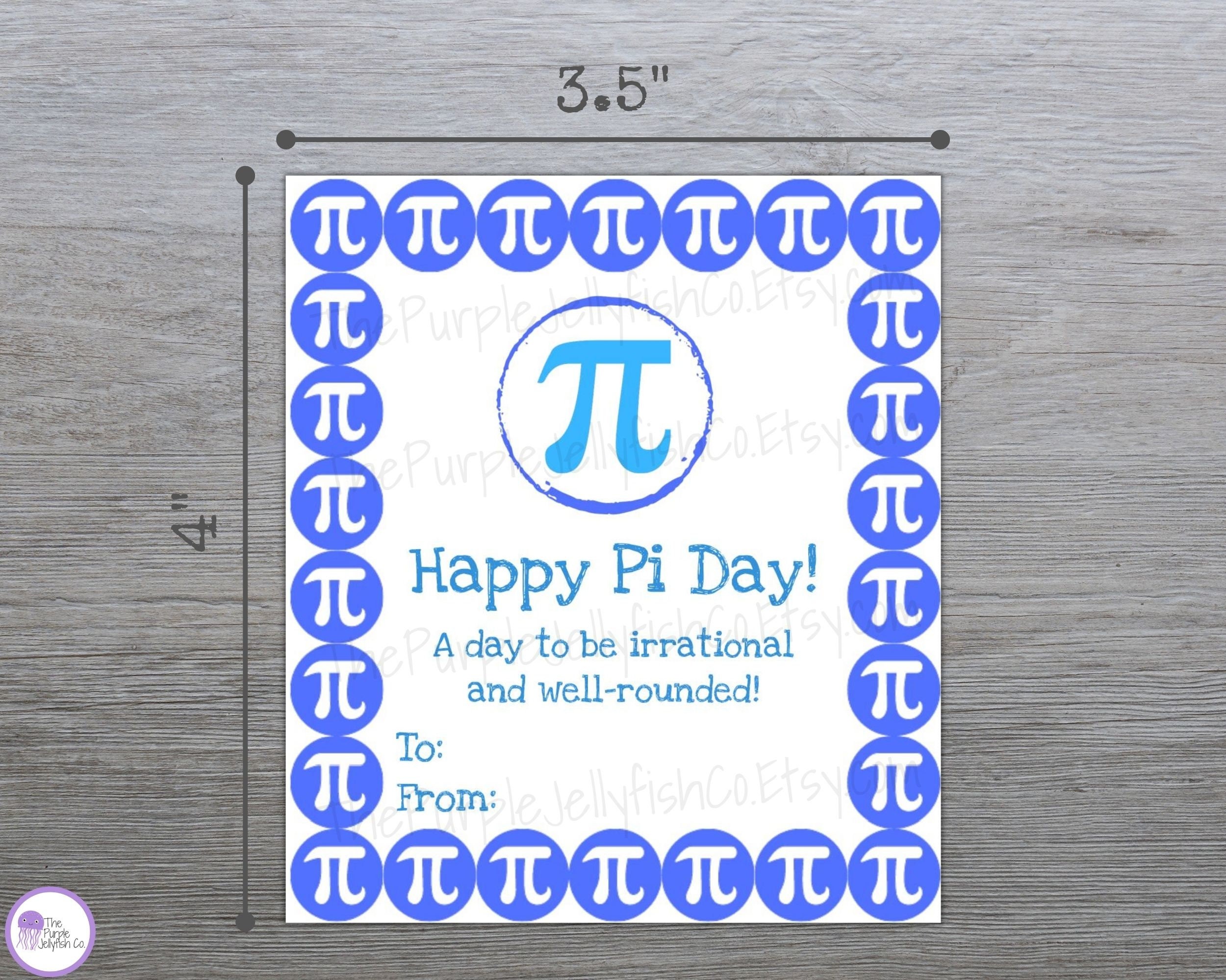 Pi Day Gift Tag, Printable Pi Day Card for Teachers, Pi Day Idea for ...