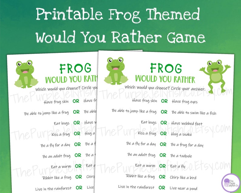 Frog Would You Rather, Printable Frog Game, Frog This or That Game for ...