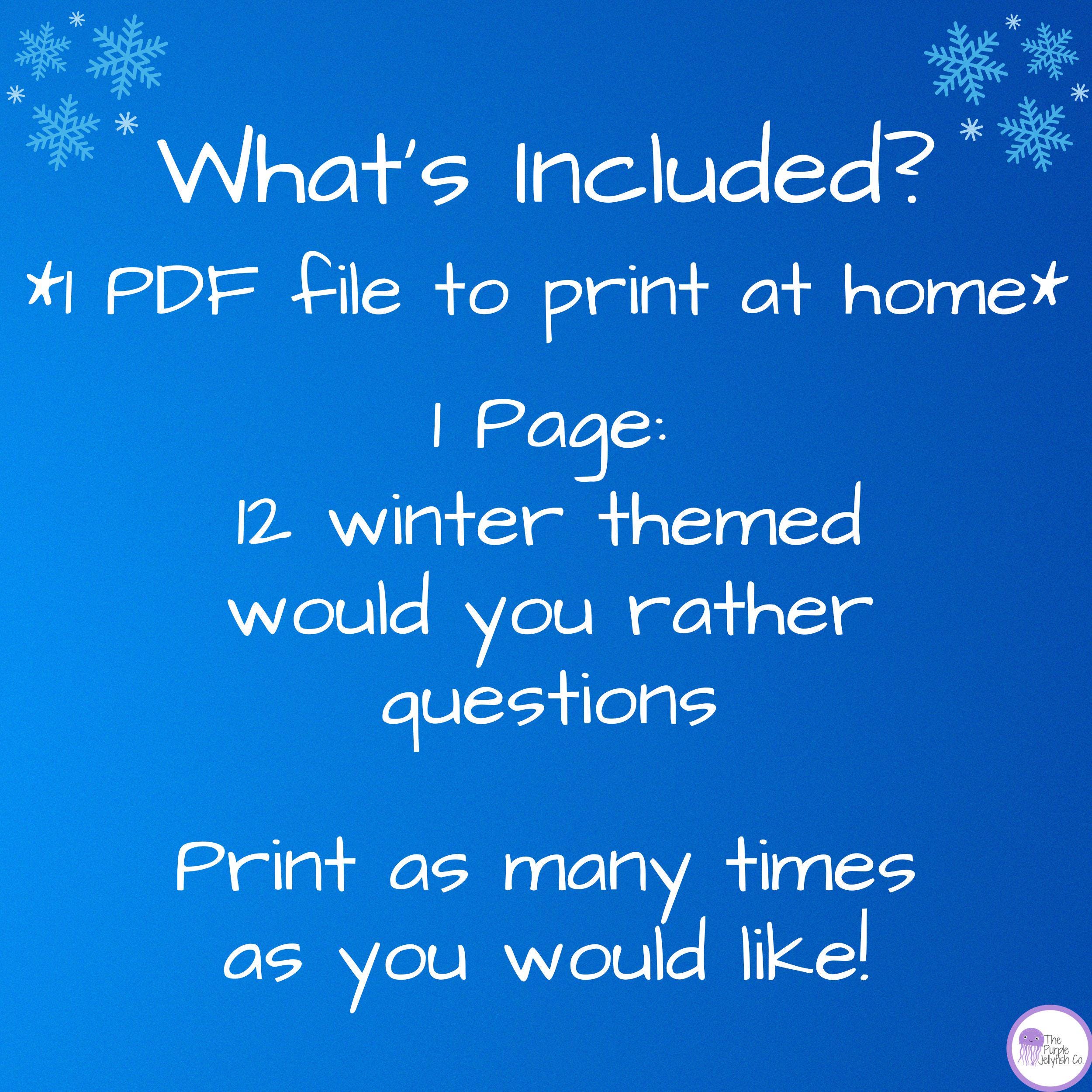 Winter Would You Rather Questions for Kids, This or That Christmas ...