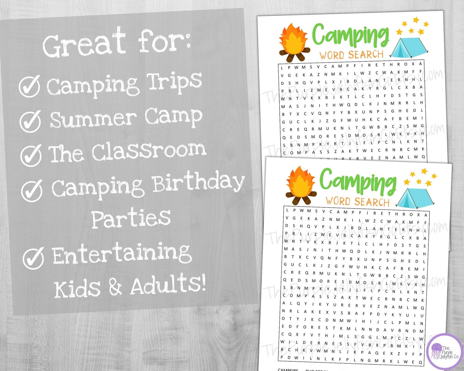 Camping Word Search Printable, Camping Activity for Kids, Summer Camp ...