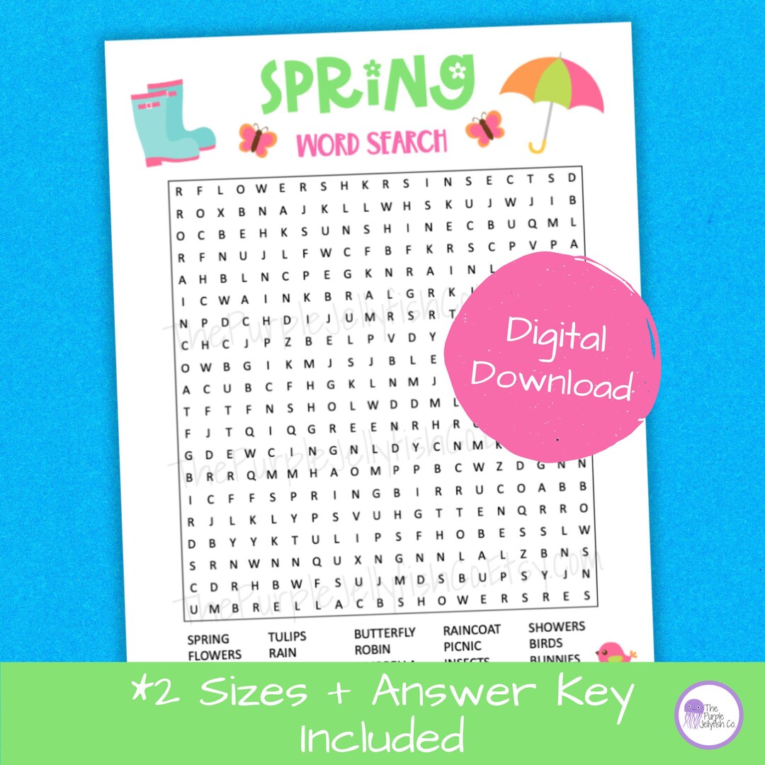 Spring Word Search Printable, Fun Spring Activity for Kids & Adults ...