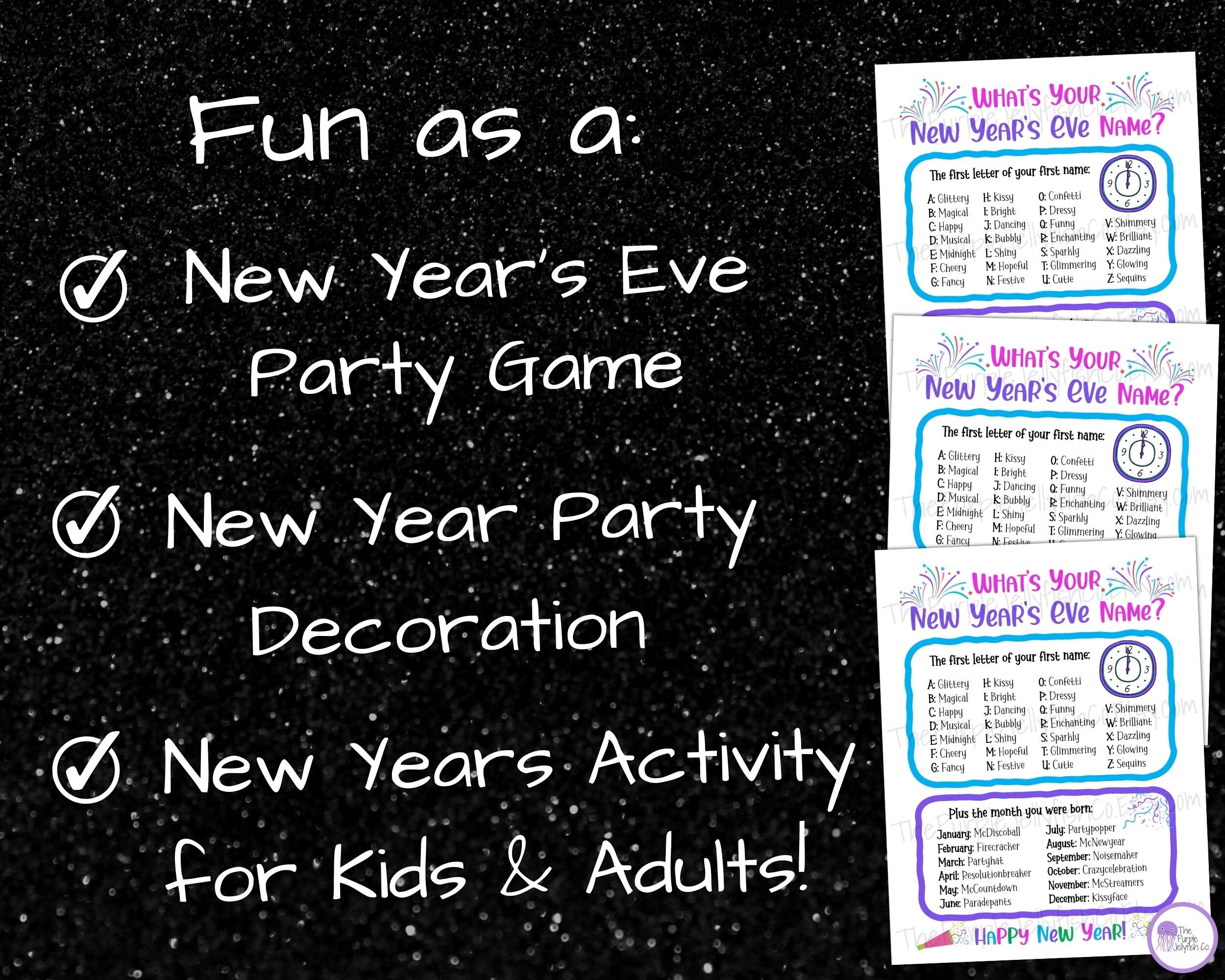 What's Your New Year's Eve Name Game, Printable New Years Eve Game for ...
