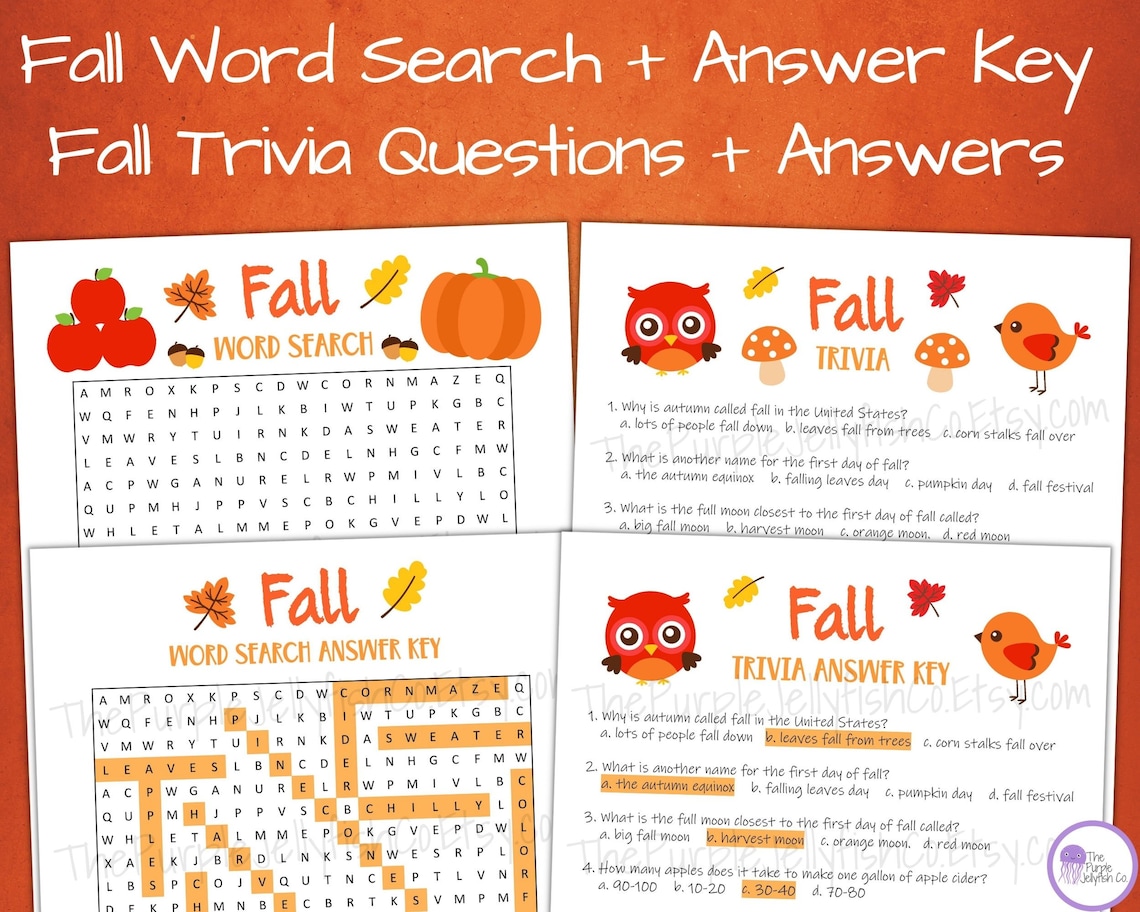 Fall Games Printable, Fall Activities for Kids & Adults, Fun Fall Game ...