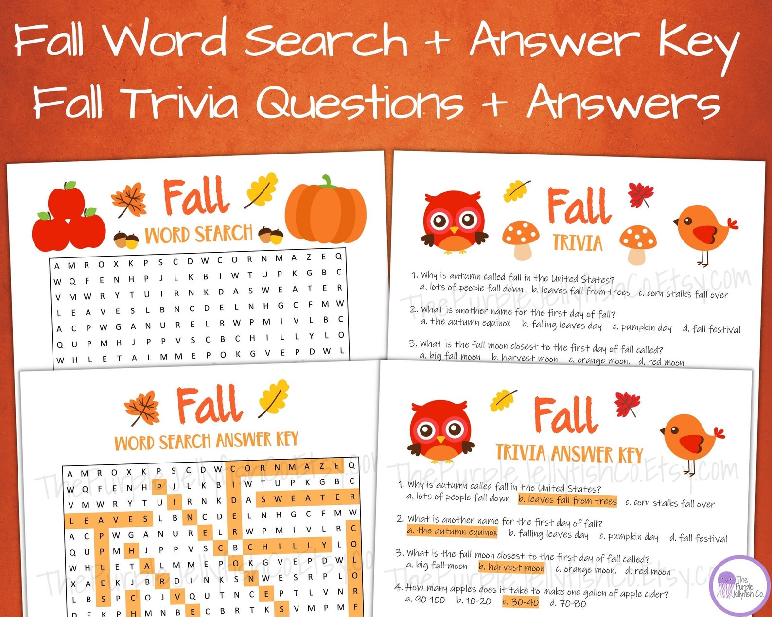 Fall Games Printable, Fall Activities for Kids & Adults, Fun Fall Game ...
